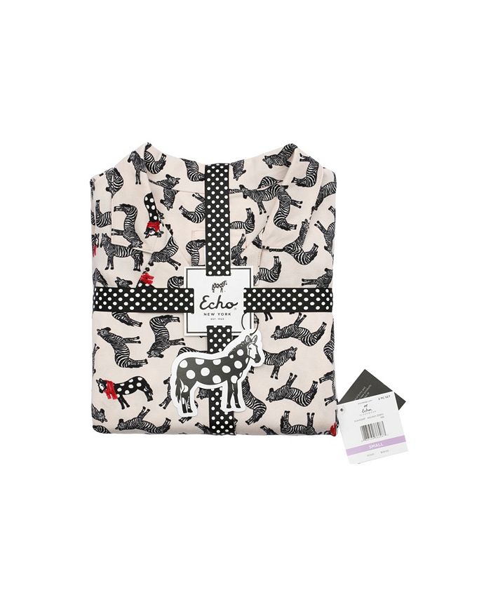 Beautyrest Echo Women's Ribbon Folded Notch 2 Piece Pajama Set - Macy's