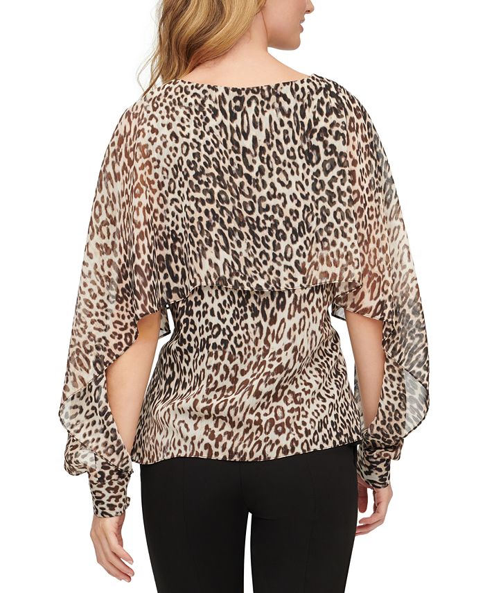 DKNY Leopard-Print Cape Top - Macy's