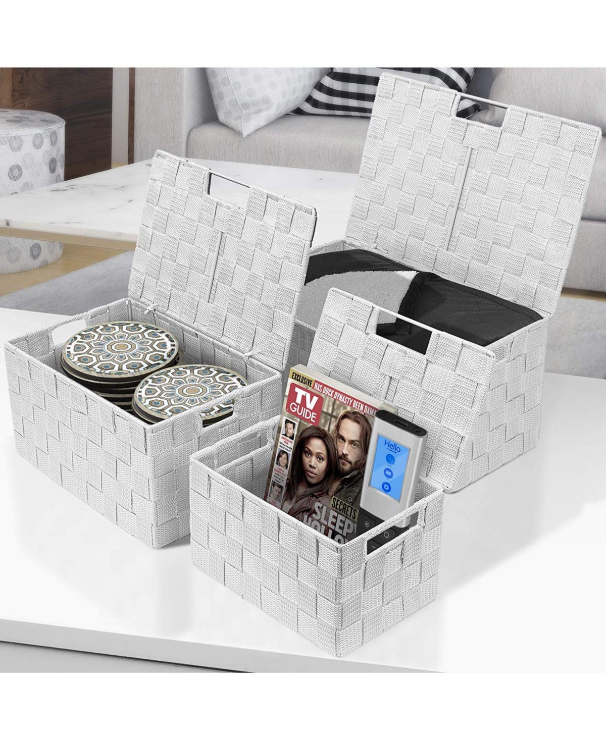 Click here for Sorbus 3 Piece Decorative Stackable Woven Basket w... prices