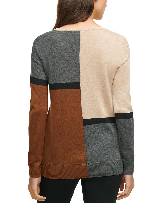 Calvin Klein Colorblocked Sweater & Reviews - Sweaters - Women - Macy's