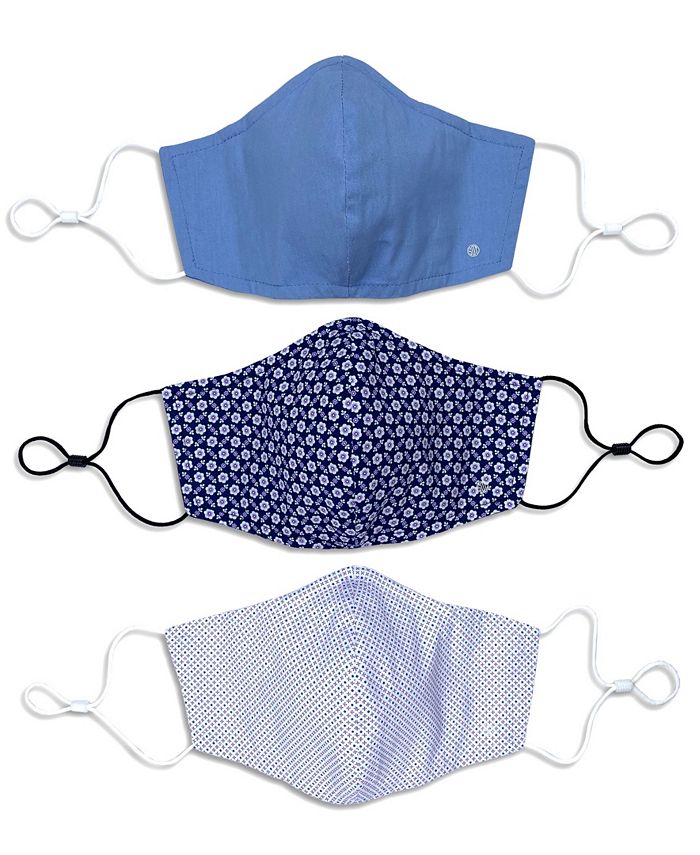 Society of Threads Unisex Curved Face Mask Floral Geo 3-Pack - Macy's