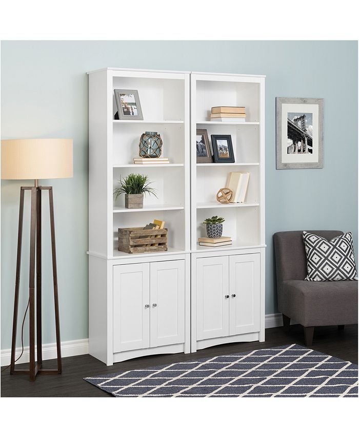 Prepac Tall Bookcase with 2 Shaker Doors - Macy's