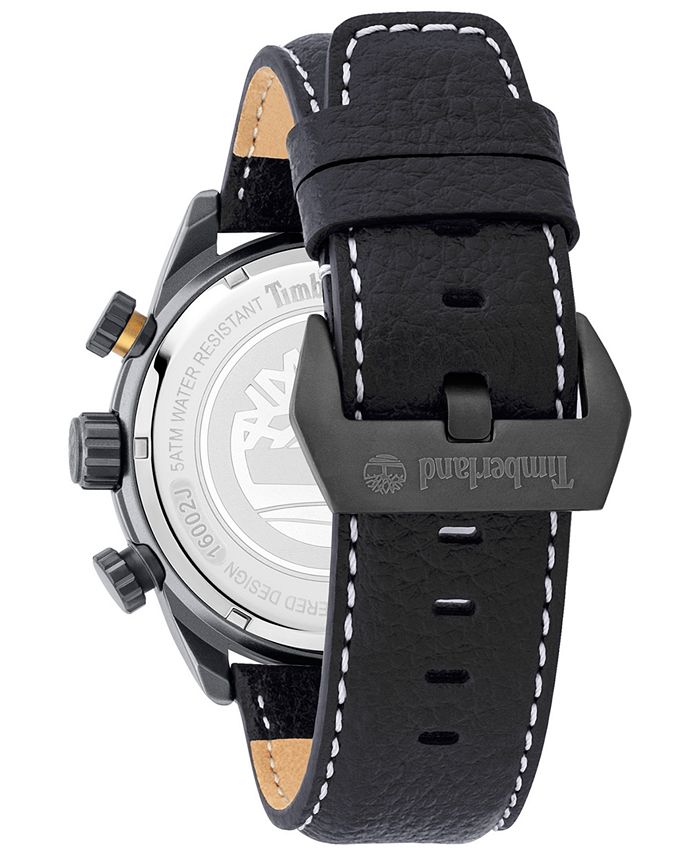 Timberland Men's Black Leather Strap Watch 46mm - Macy's