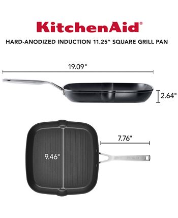 KitchenAid Hard Anodized Induction Nonstick Stovetop Grill Pan, 11.25 ...