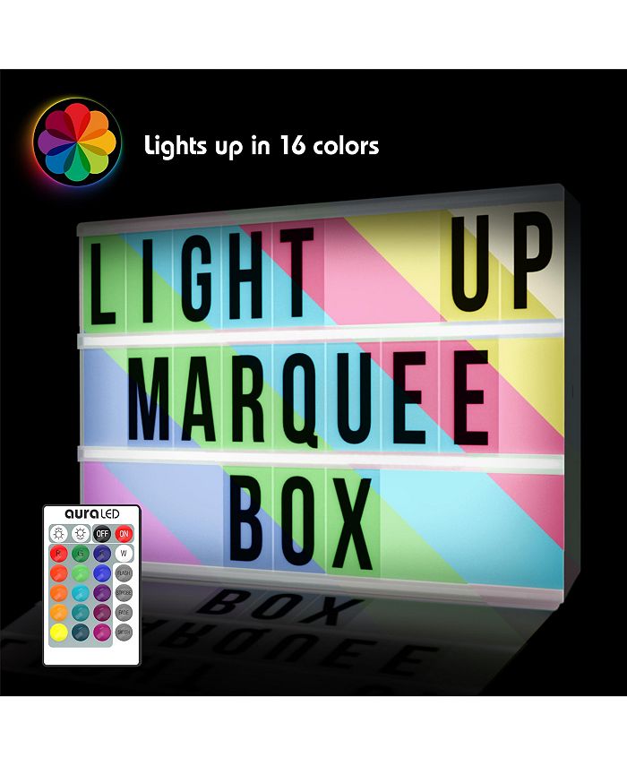 Tzumi Aura LED Multi-Color Light Up Marquee Box with Remote, Alphabet ...