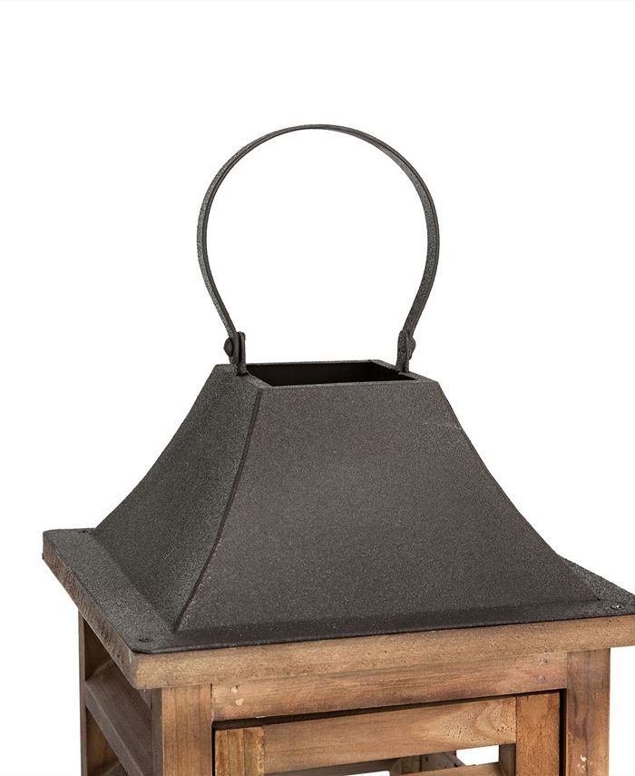 Glitzhome Set of 2 Farmhouse Natural Wooden Shutter Lanterns - Macy's