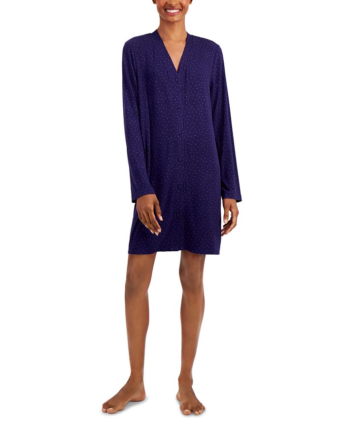 Alfani Printed Button-Front Nightgown, Created for Macy's - Macy's