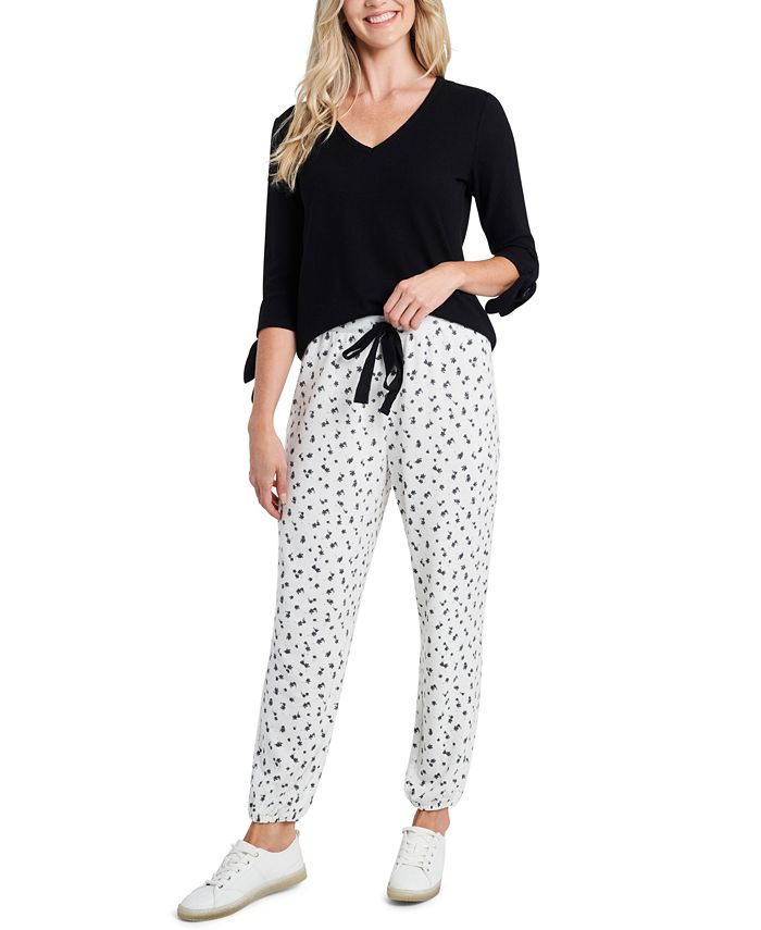CeCe Floral-Print Drawstring Pants - Macy's