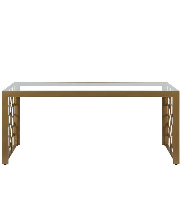 CosmoLiving Juliette Brass Coffee Table and Two Ottomans Set - Macy's