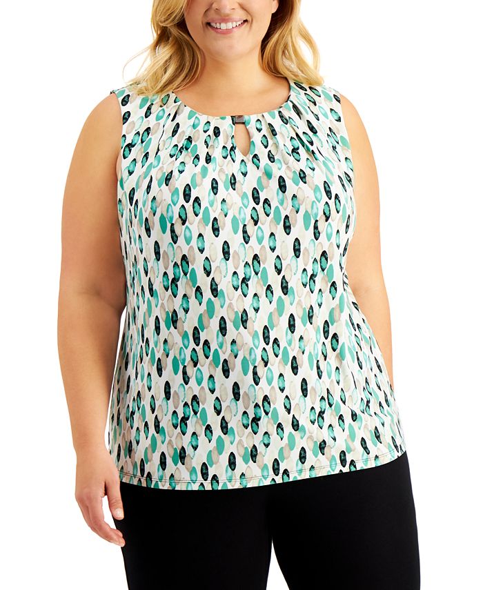 Kasper Plus Size Sleeveless Printed Top - Macy's
