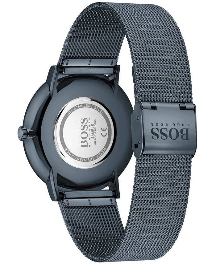 Hugo Boss Men's Skyliner Dark Blue Stainless Steel Mesh Bracelet Watch ...