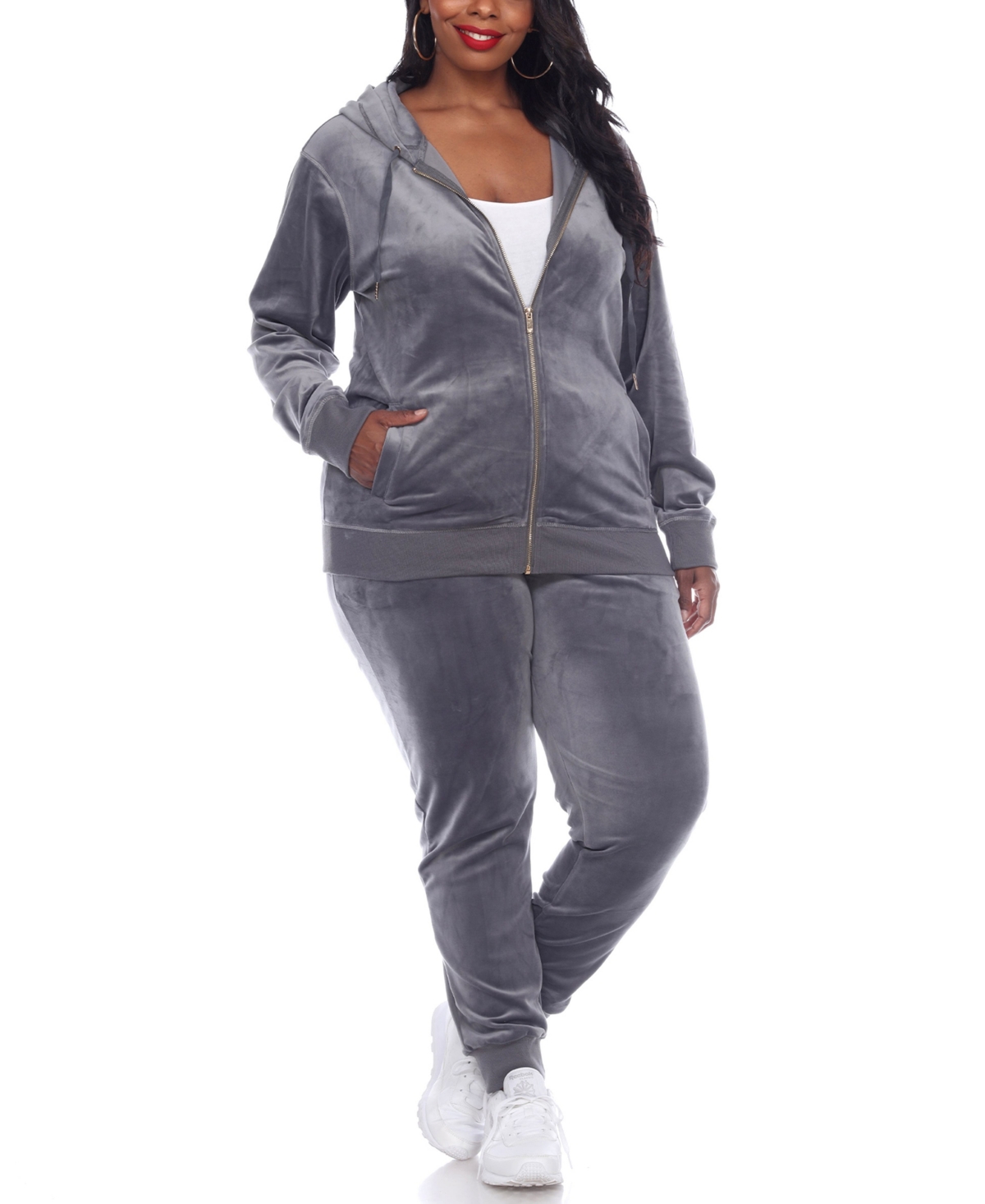 Click here for White Mark Plus Size Velour Tracksuit Loungewear 2... prices