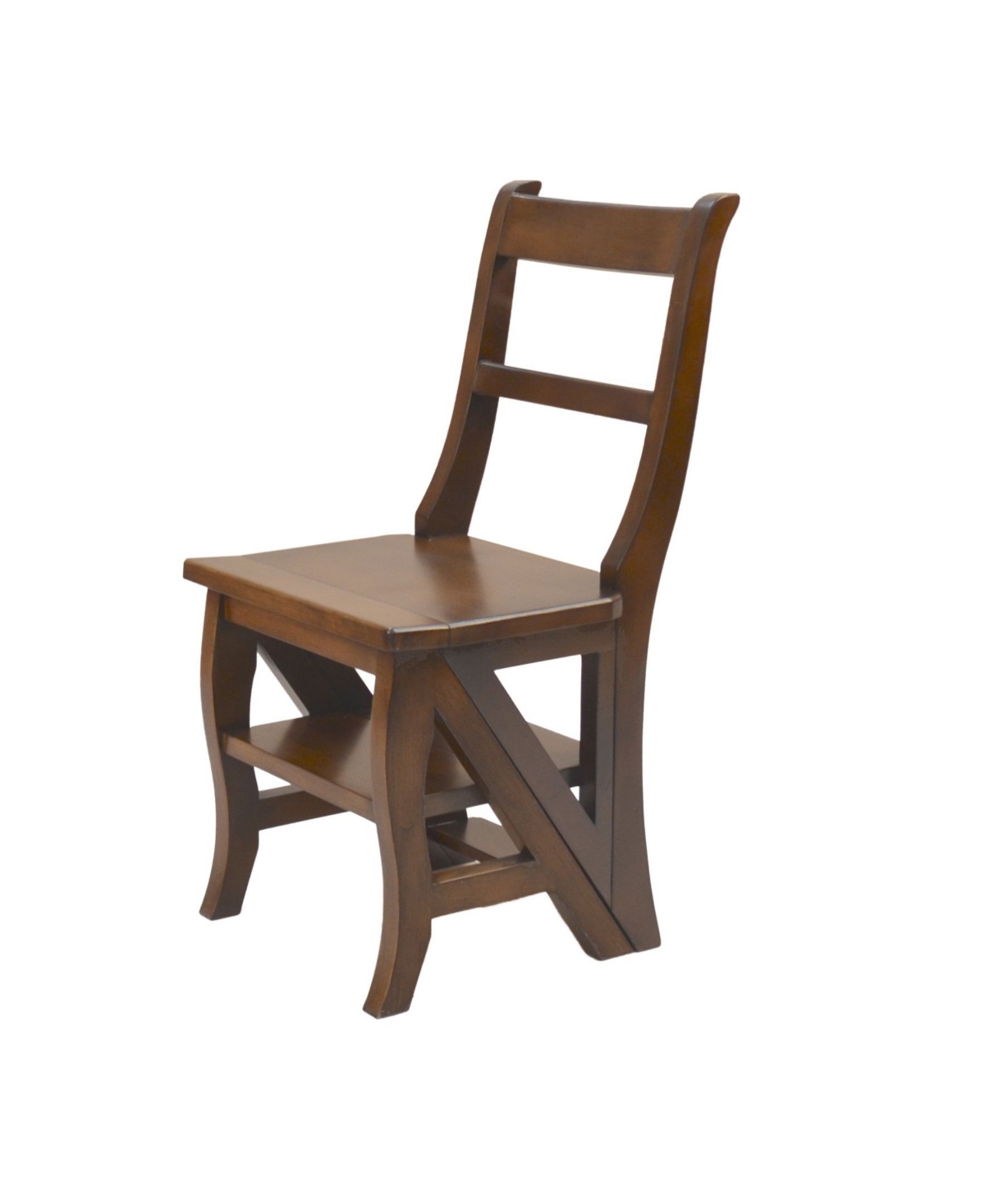 Click here for Folding Library Ladder Chair - Medium Brown prices