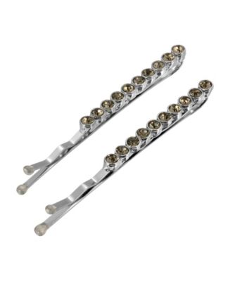Women's Silver-Tone Crystal Bobby Pins Set, 2 Piece - Macy's