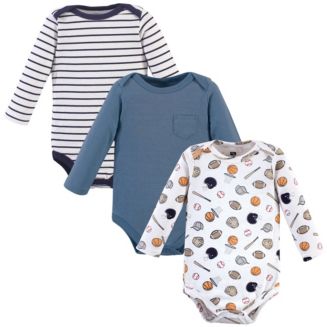 Hudson Baby Infant Boy Cotton Long-Sleeve Bodysuits 3pk, Basic Sports ...