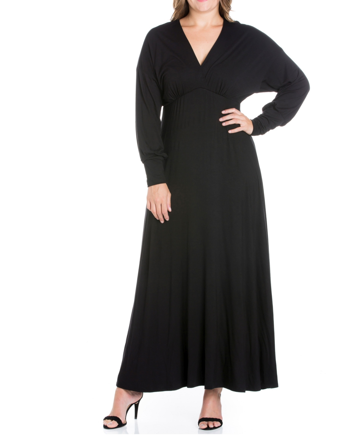 Click here for Womens Plus Size Bishop Sleeves Maxi Dress - Black prices