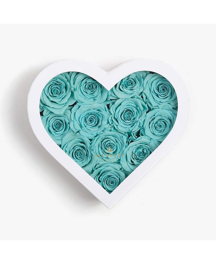 Infinity Roses Heart Box of 12 Tiffany Blue Real Roses Preserved to ...