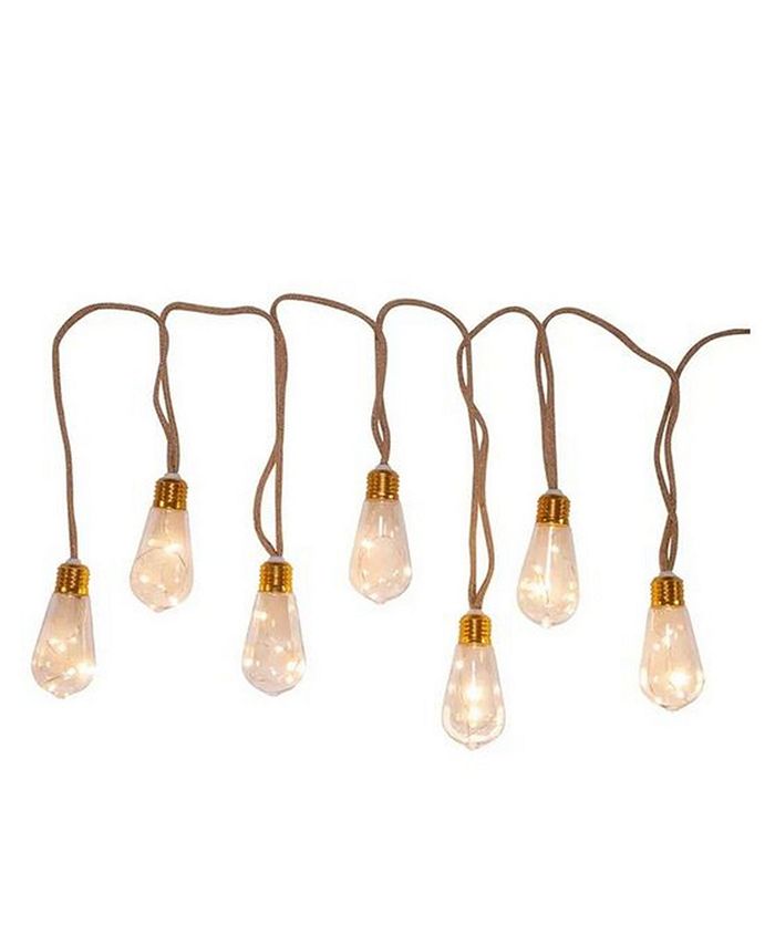 Kurt Adler 35-Light 7 Piece Super Bright LED Vintage-Like Bulb Burlap ...