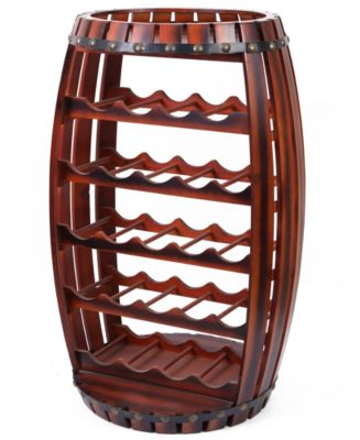 Vintiquewise Rustic Barrel Shaped Wooden Wine Rack for 23 Bottles - Macy's