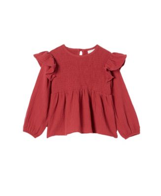 Toddler Girls Ruby Long Sleeve Shirred Top - Macy's