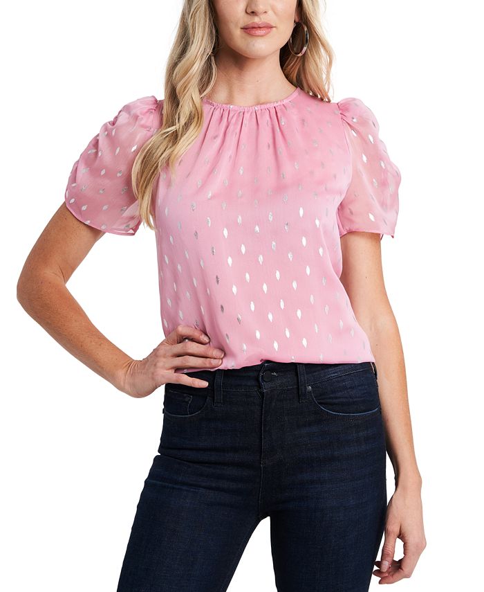 1.STATE Foil-Print Puff-Sleeve Top - Macy's
