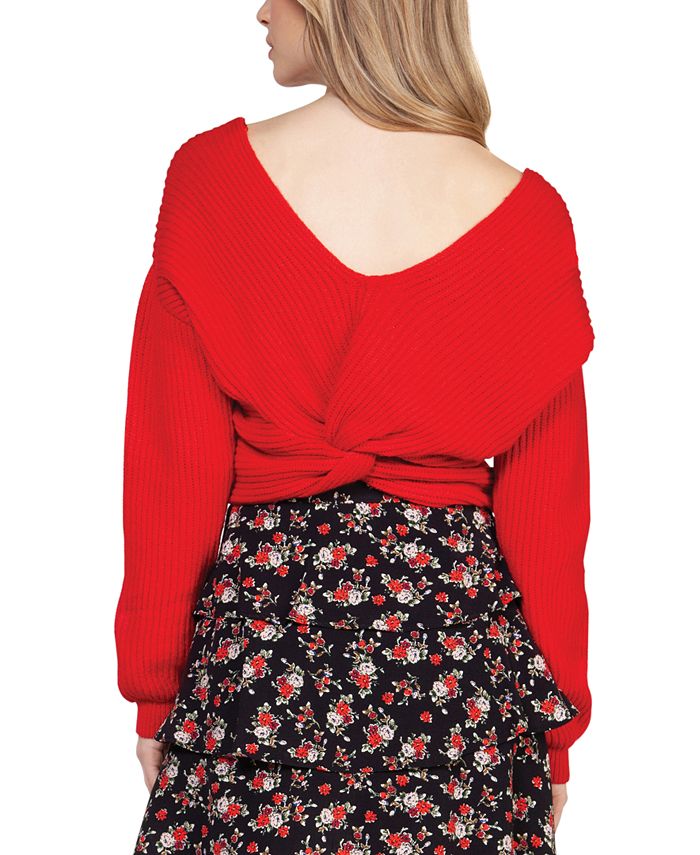 Black Tape Dropped-Shoulder Twist-Back Sweater - Macy's