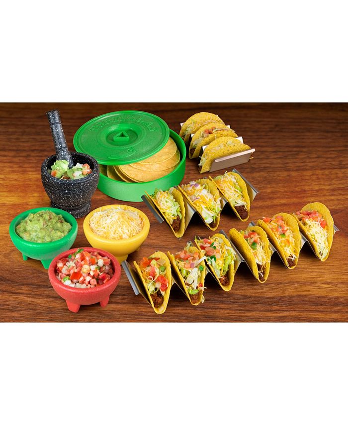 Nostalgia Taco Tuesday TTTK4 Taco Kit, Includes Tortilla Warmer, 3 ...