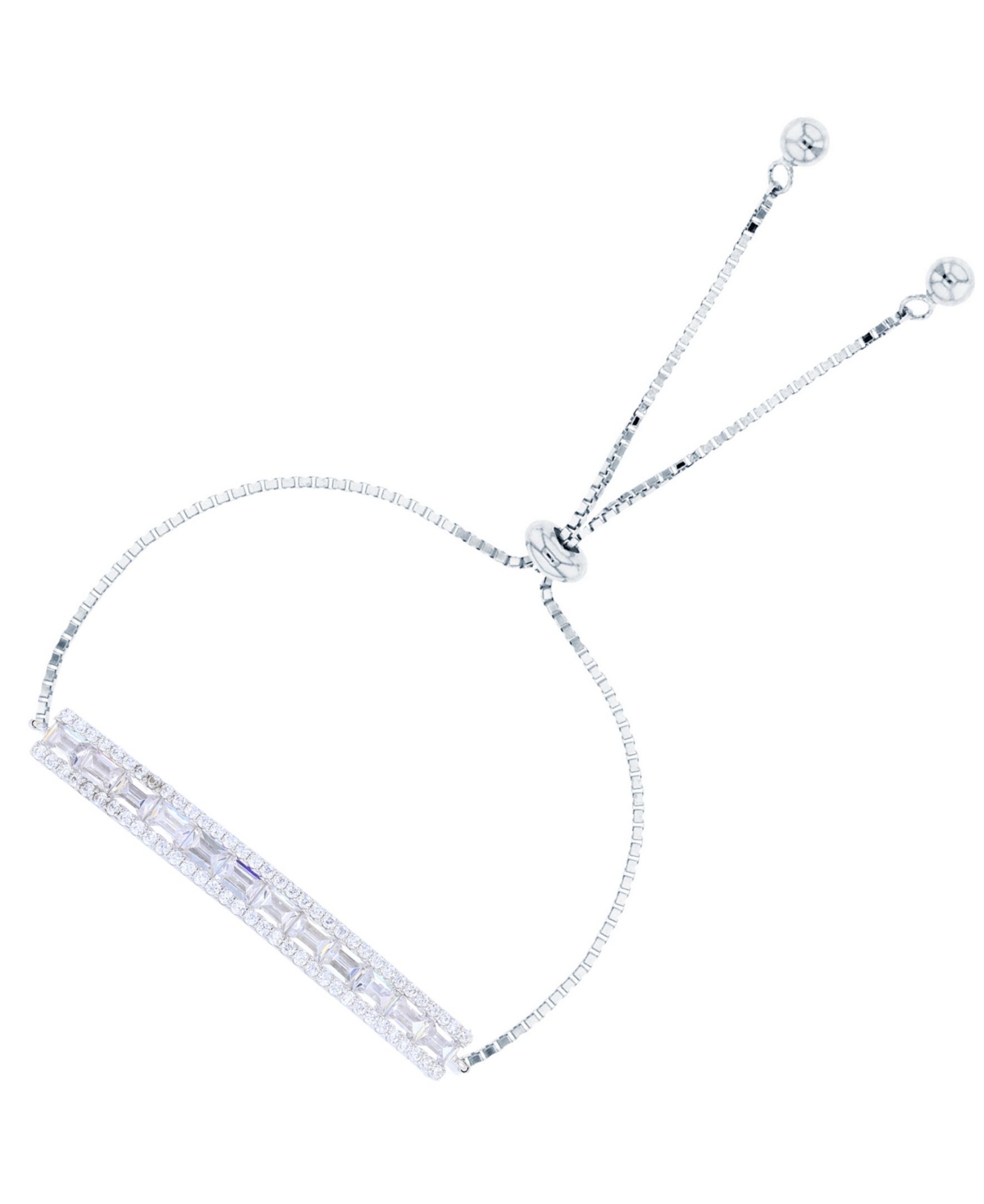 Click here for Cubic Zirconia Round and Baguette Bar Adjustable B... prices
