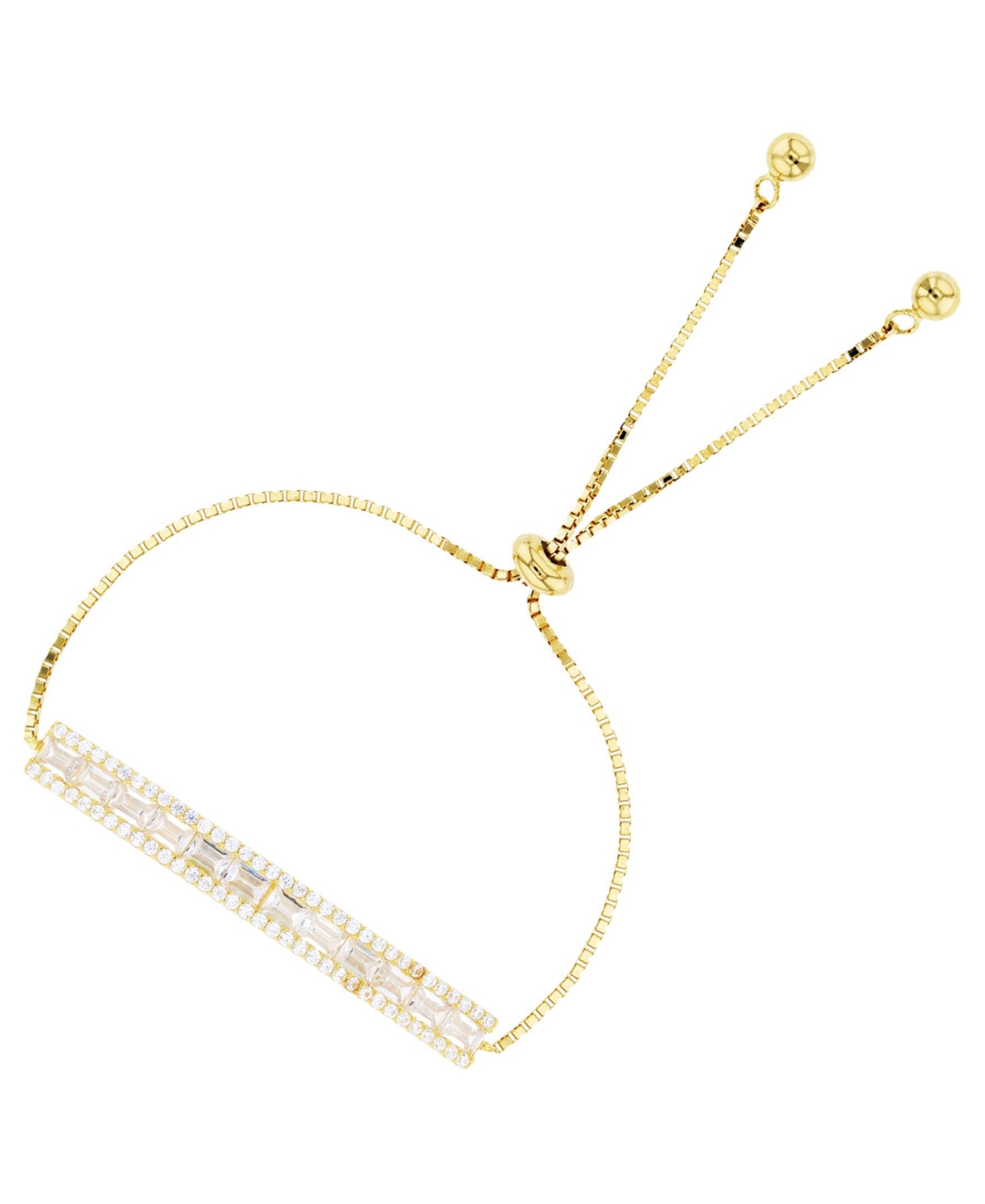 Click here for Cubic Zirconia Round and Baguette Bar Adjustable B... prices