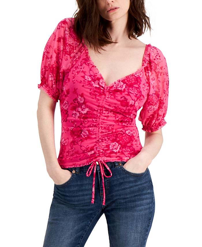 INC International Concepts Petite Ruched Mesh Top, Created for Macy's ...