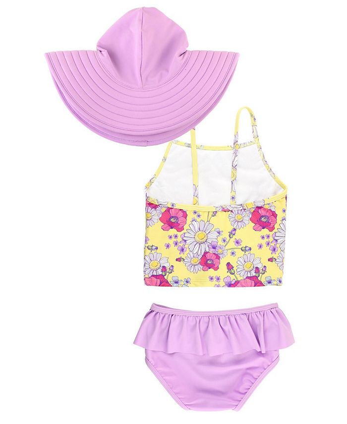 RuffleButts Baby Girls Ruffled Tie Tankini Swim Hat Set - Macy's