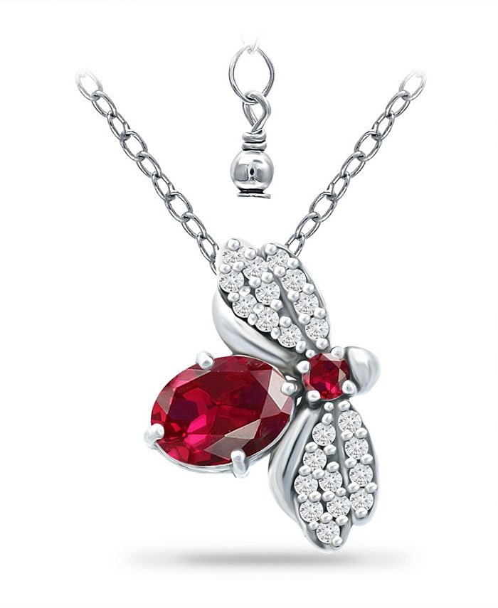 Giani Bernini Lab Grown Ruby and Cubic Zirconia Bee Pendant - Macy's
