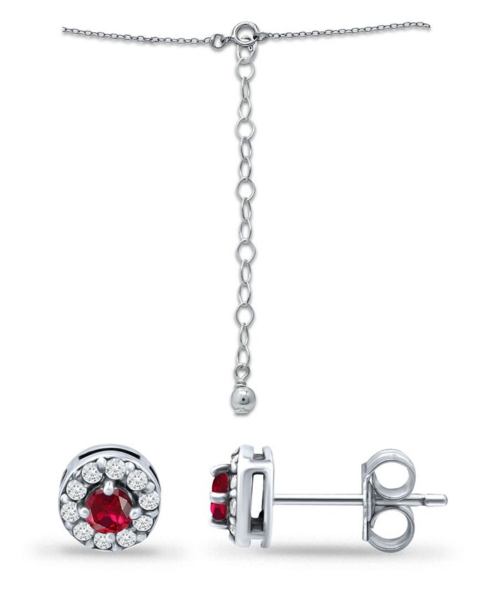 Giani Bernini Created Ruby and Cubic Zirconia Halo Pendant and Earring ...