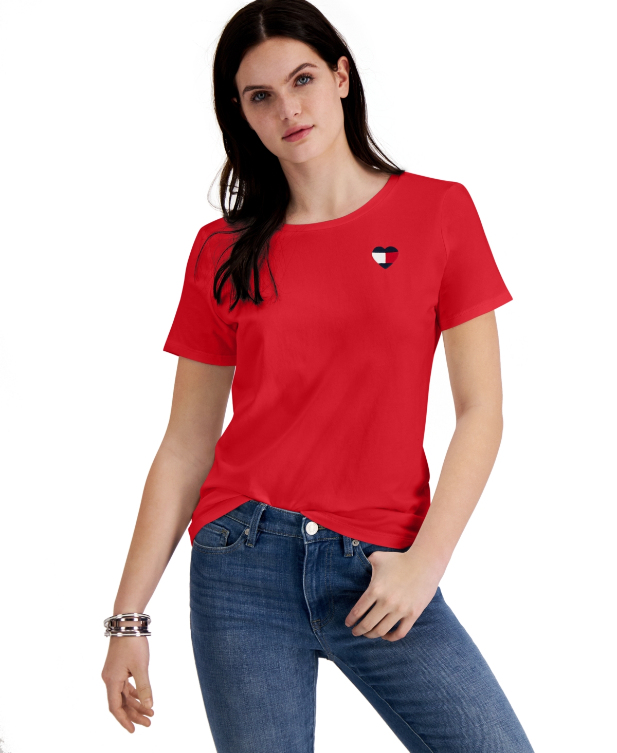 Click here for Tommy Hilfiger Womens Embroidered Heart-Logo T-Shi... prices