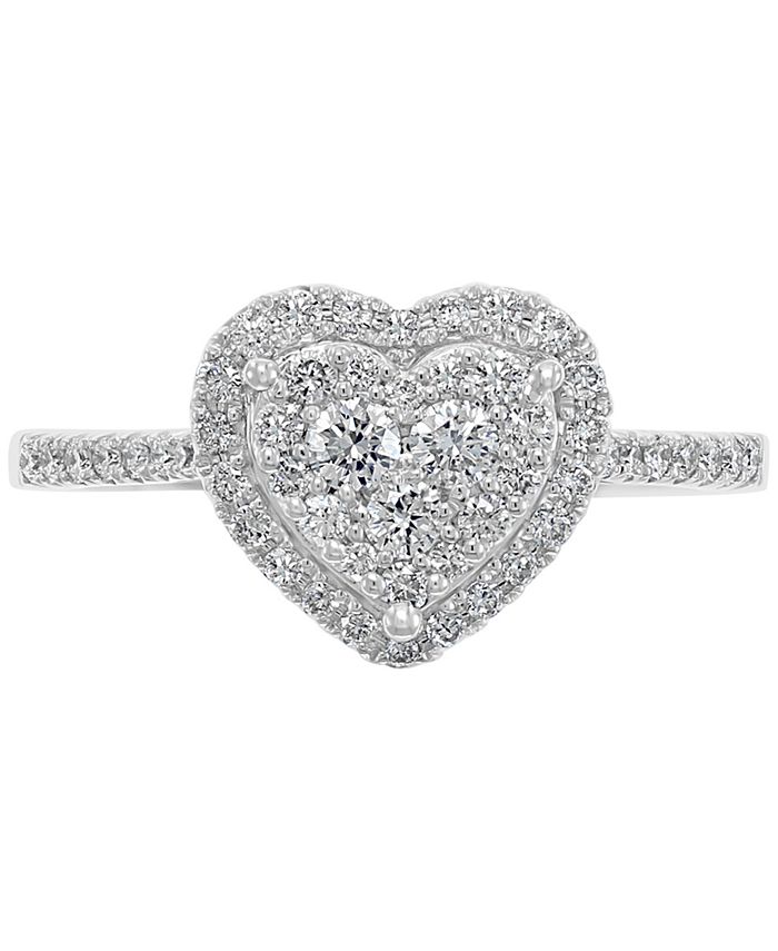 EFFY Collection EFFY® Diamond Heart Cluster Ring (1/2 ct. t.w.) in 14k ...