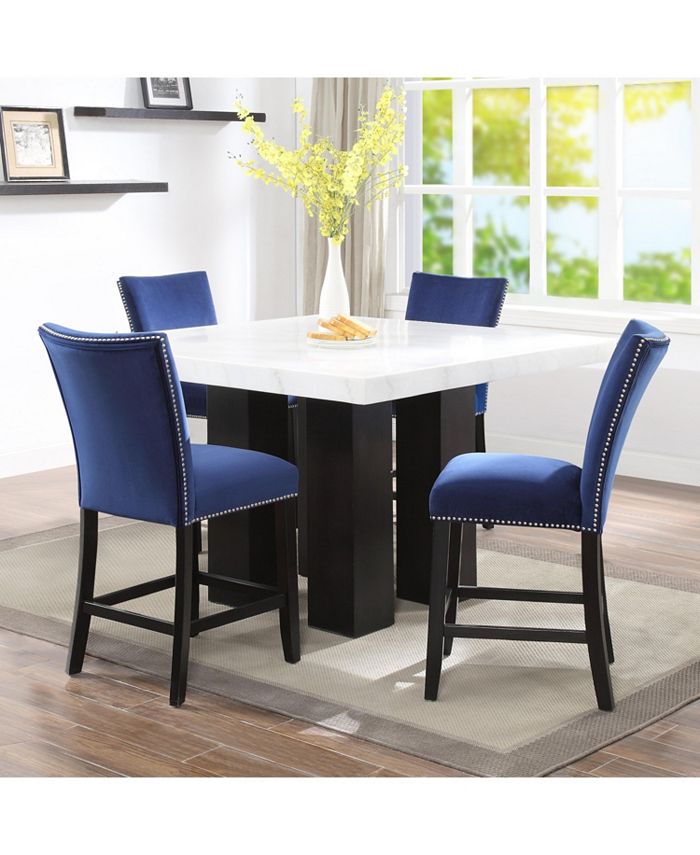 Furniture Camila Counter Height 5-Pc. Dining Set (Square 54" Marble ...