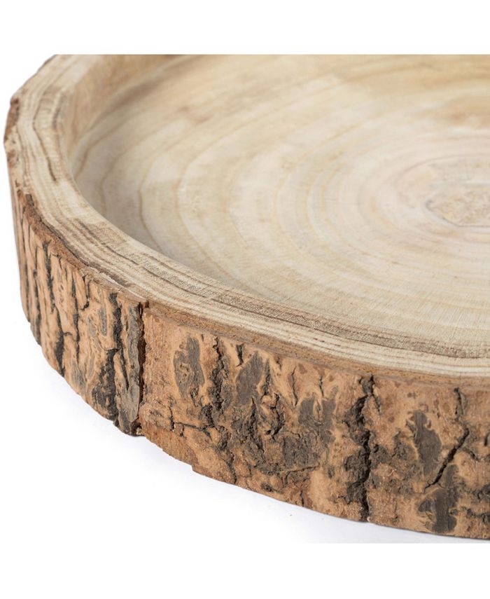 Vintiquewise Wood Tree Bark Indented Display Tray Serving Plate Platter ...
