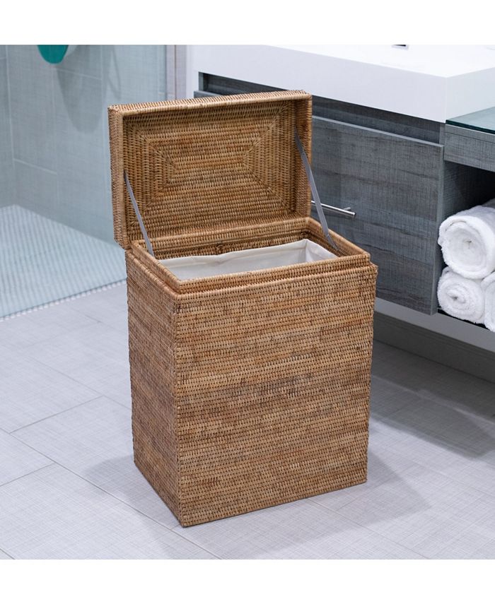 Artifacts Trading Company Rectangular Hamper with Hinged Lid and Cloth ...