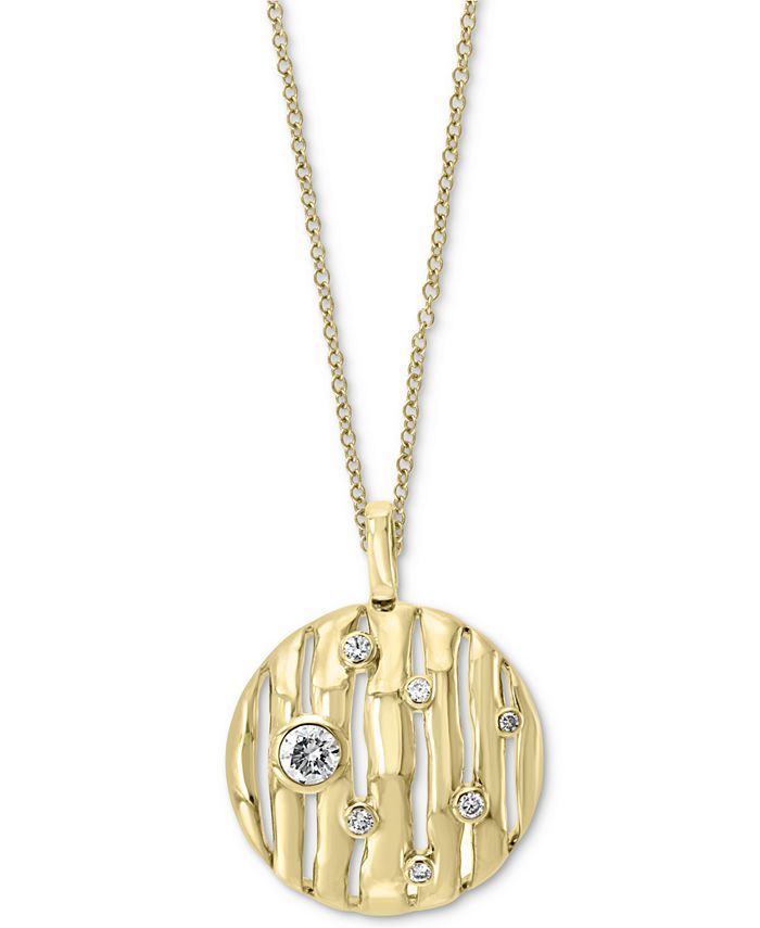 EFFY Collection EFFY® Diamond Bamboo Disc 18" Pendant Necklace (1/4 ct ...
