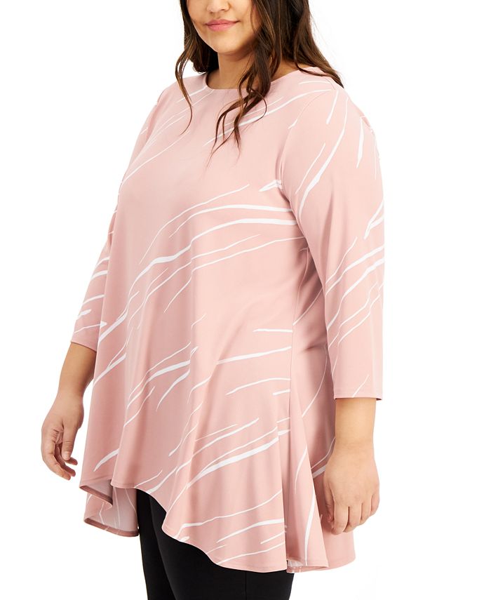 Alfani Plus Size Linear Printed Swing Top Created For Macys And Reviews Tops Plus Sizes Macys