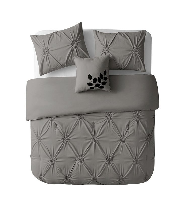 VCNY Home London Floral Pintuck 4 Piece Comforter Set, Queen - Macy's