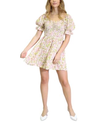 Kit & Sky Printed Smocked Fit & Flare Dress - Macy's