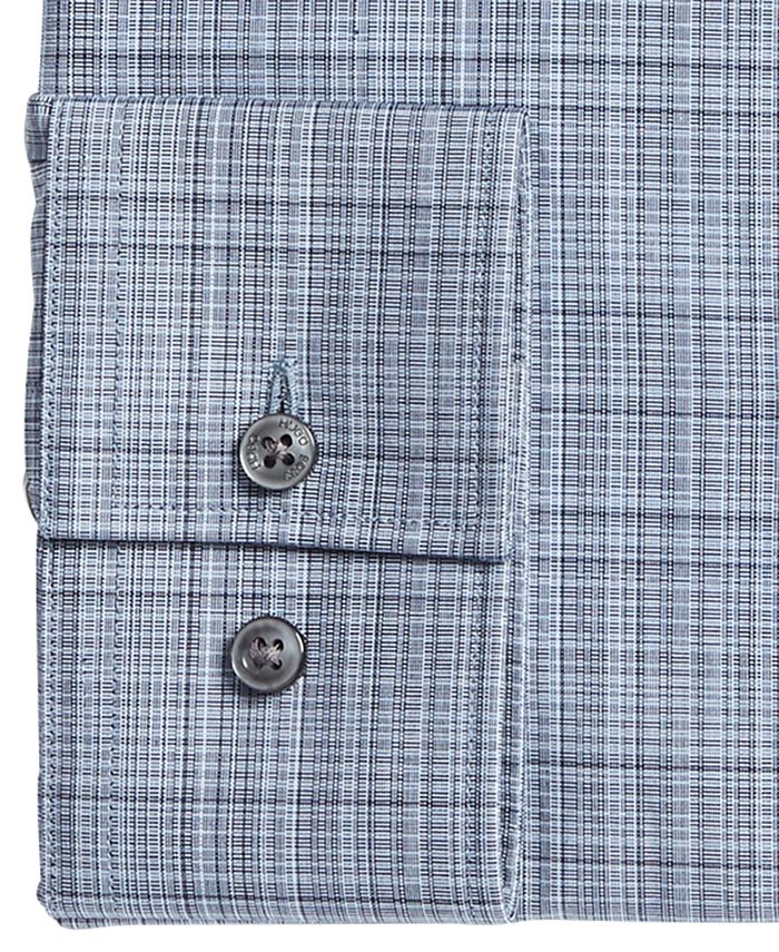 Hugo Boss HUGO Men's Kenno Slim-Fit Blue Mini-Check Dress Shirt - Macy's