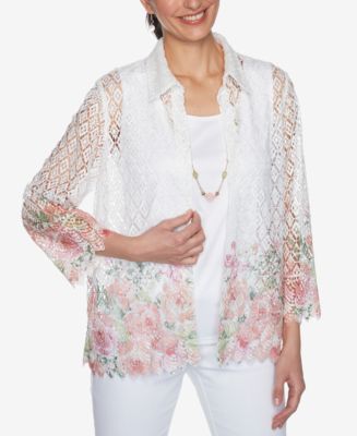 Alfred Dunner Petite Springtime In Paris Border Floral Lace Two-For-One ...