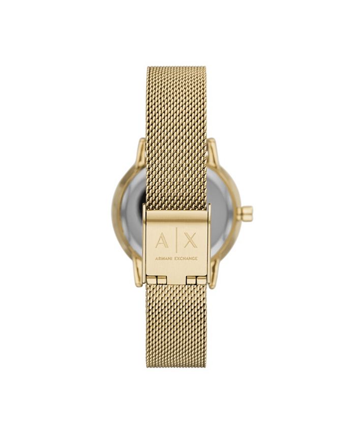 A|X Armani Exchange AX Women's Gold-Tone Stainless Steel Mesh Bracelet ...