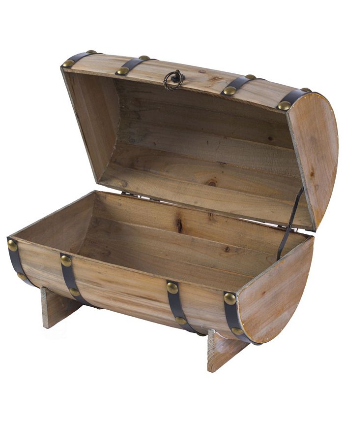 Vintiquewise Wooden Wine Barrel Shaped Treasure Chest Vintage-Like ...