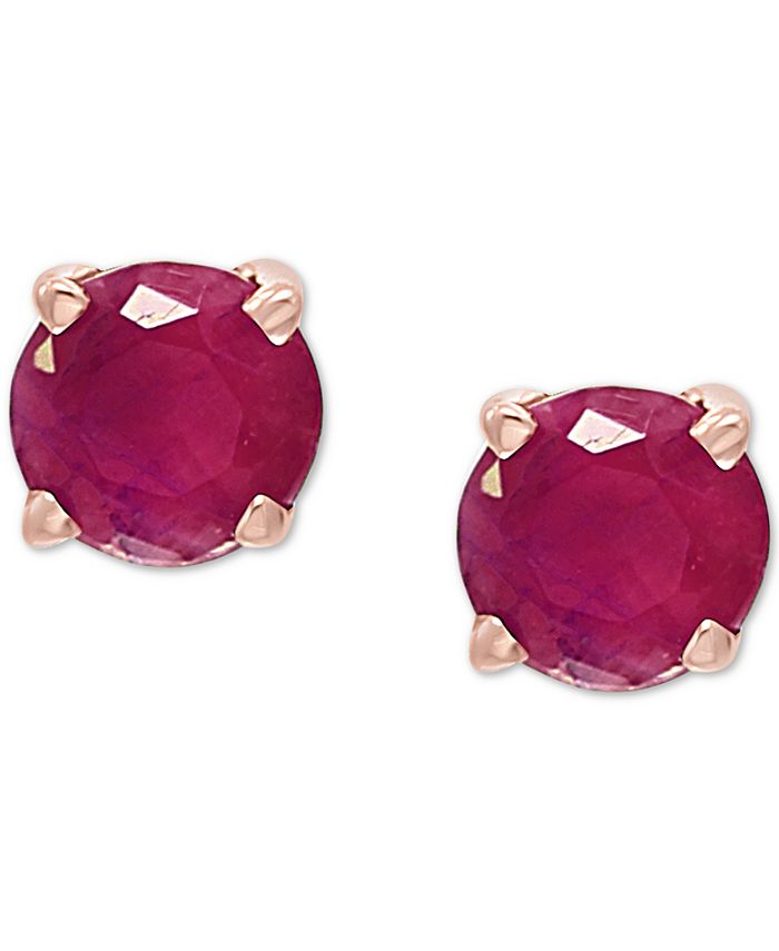 EFFY Collection EFFY® Ruby Stud Earrings (7/8 ct. t.w.) in 14k Rose ...