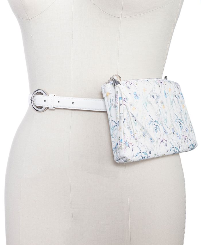 INC International Concepts Floral Channel-Stitch Convertible Belt Bag to Crossbody, Created for ...