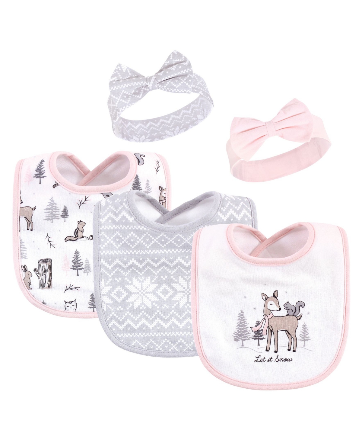 Click here for Hudson Baby Girls 5Pk Bibs and Headbands Set - Win... prices