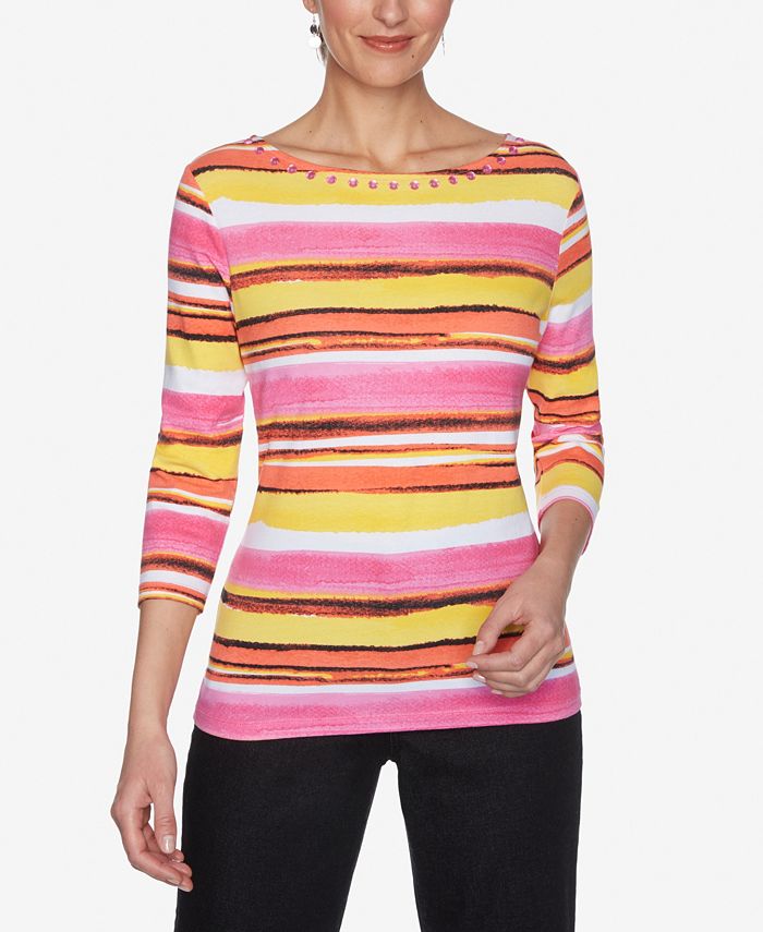 Ruby Rd. Women's Misses Knit Painterly Top - Macy's